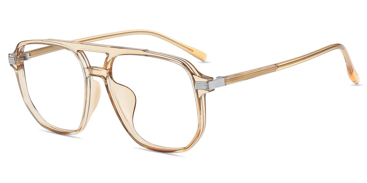 Unisex Glasses Large TR09719 | Brown Clear Tr Aviator Frame | Firmoo UK