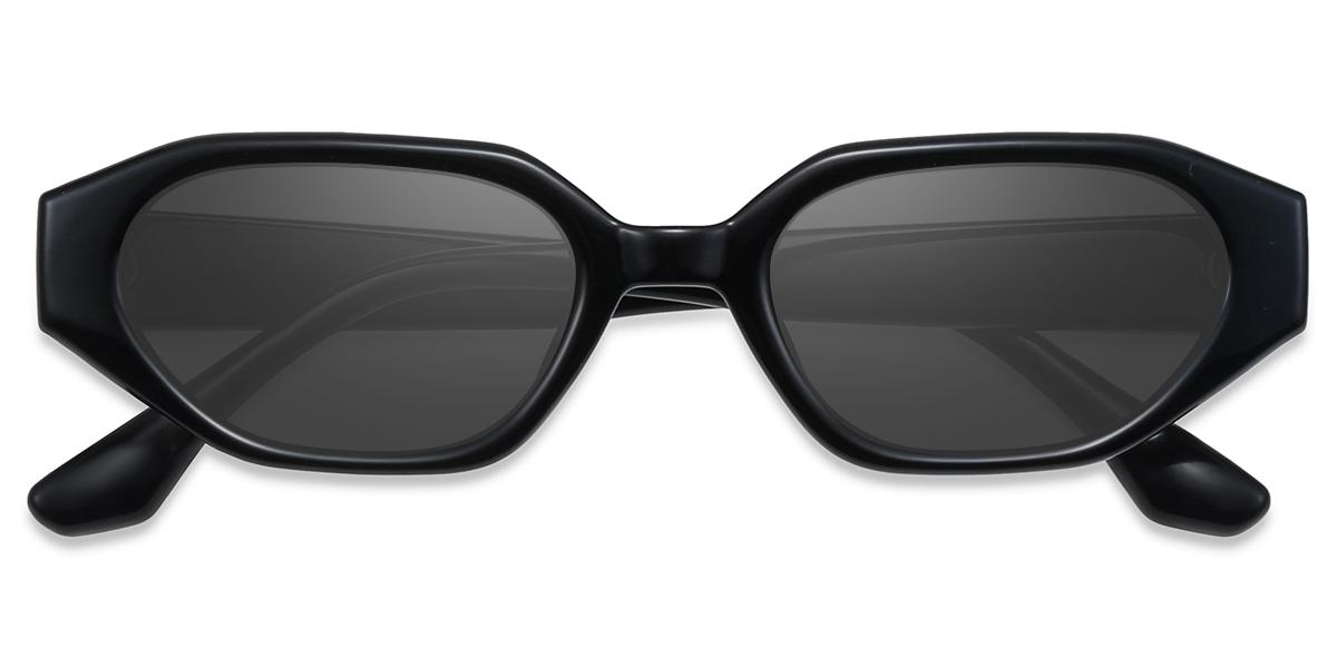 Gafas De Sol Mujer S05301 | Gafas Poligonales Negras Con Montura Tr ...
