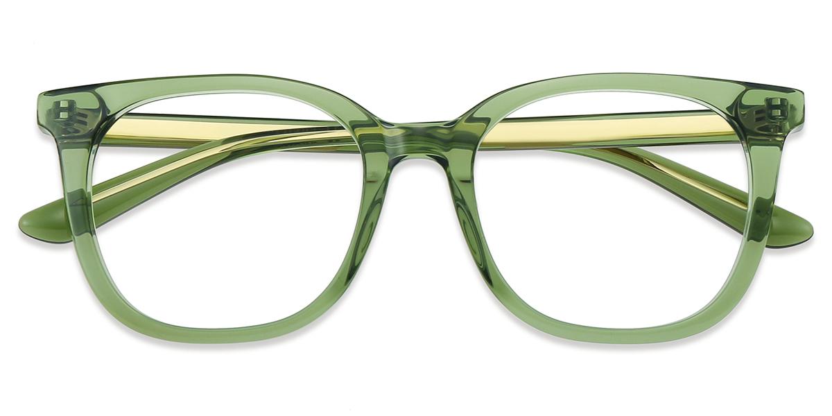 Unisex Glasses Medium Firm23201 | Green Clear Acetate Square Frame ...