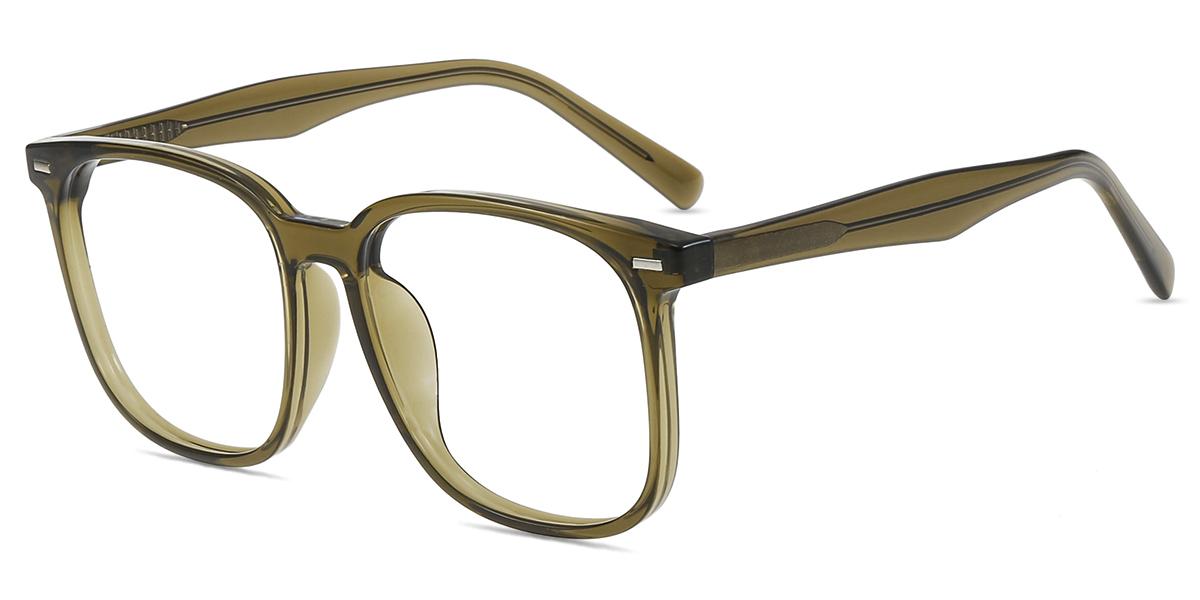 Unisex Glasses Large M2001 | Green Clear Tr Square Frame | Firmoo UK