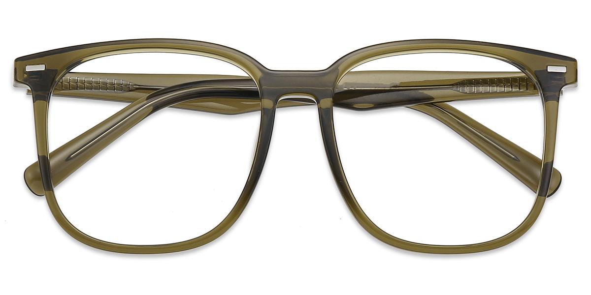 Unisex Glasses Large M2001 | Green Clear Tr Square Frame | Firmoo UK