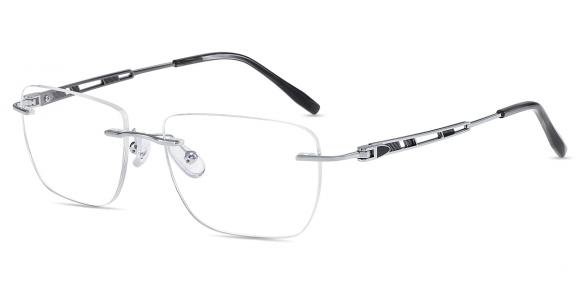 Men Glasses Large M90821 | Silver Metal Rectangle Frame | Firmoo UK