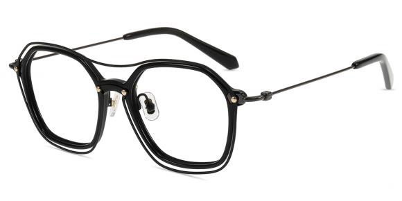 Women Glasses Large TP73854 | Black Titanium Acetate Aviator Frame ...