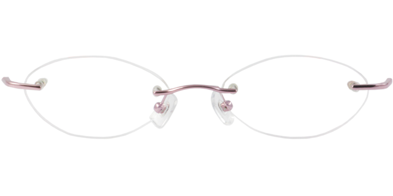 Women's memory metal rimless eyeglasses with oval shaped lenses ...