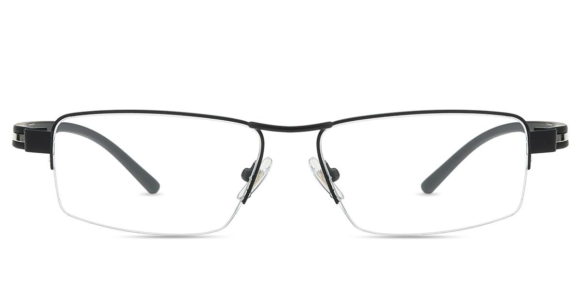 Men's semi-rimless mixed material eyeglasses | Firmoo.com