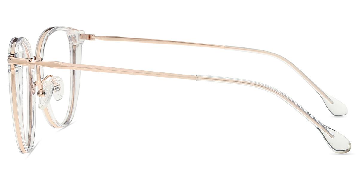 Women Glasses Large S0165 | Clear Gold Mixed Materials Horn-rimmed ...