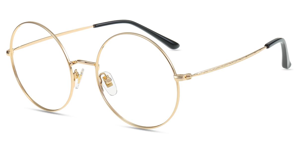 Unisex Brillen M04795 | Gold Metall Groß Rund Fassung | Firmoo DE