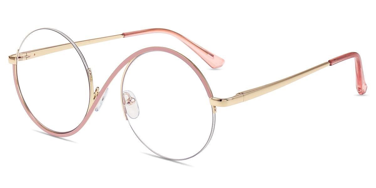 Women Glasses Medium M88105 | Gold Pink Metal Round Frame | Firmoo UK
