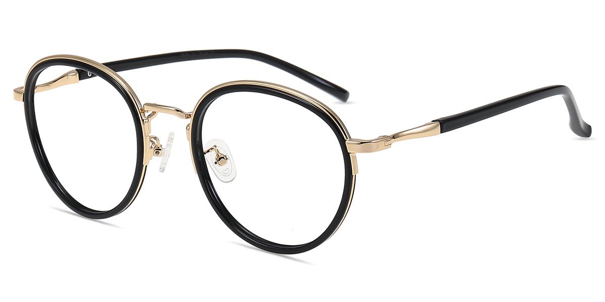 Damen Brillen TM96587 | Schwarz,Gold Tr ,Metall Groß Rund Fassung ...