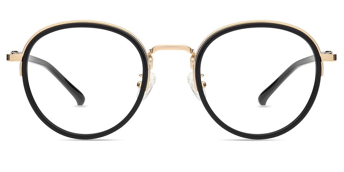 Damen Brillen TM96587 | Schwarz,Gold Tr ,Metall Groß Rund Fassung ...