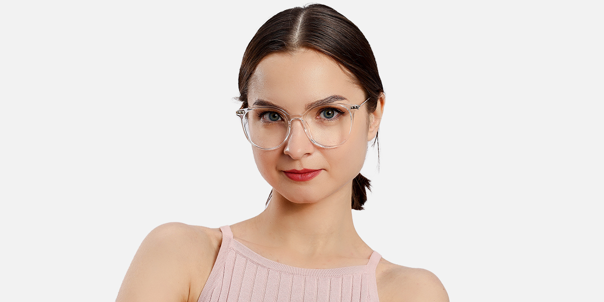 Unisex Glasses Large Shirley20401 | Clear Green Tr Metal Round Frame ...