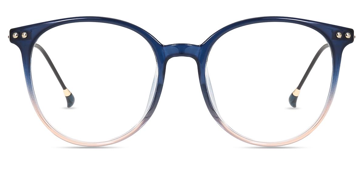 Unisex Glasses Large Shirley20401 | Clear Blue Pink Tr Metal Round ...