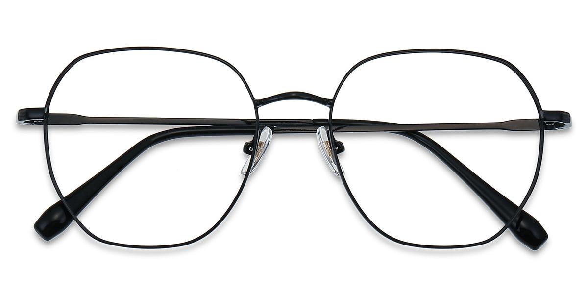 Unisex Glasses Large Fiona20517 | Black Metal Square Frame | Firmoo UK