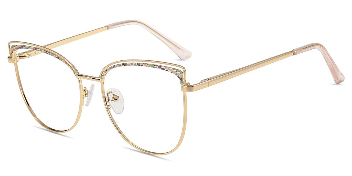 Women Glasses Large M77246 | Gold Metal Cat Eye Frame | Firmoo UK
