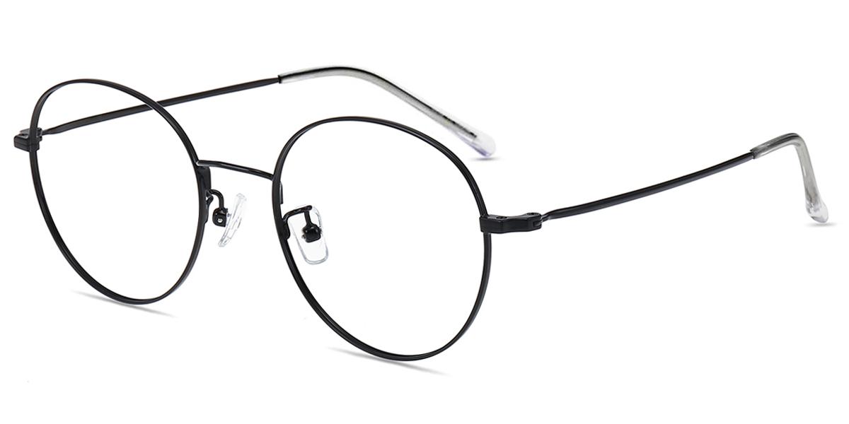 Unisex Brillen M53714 | Schwarz Metall Groß Rund Fassung | Firmoo DE