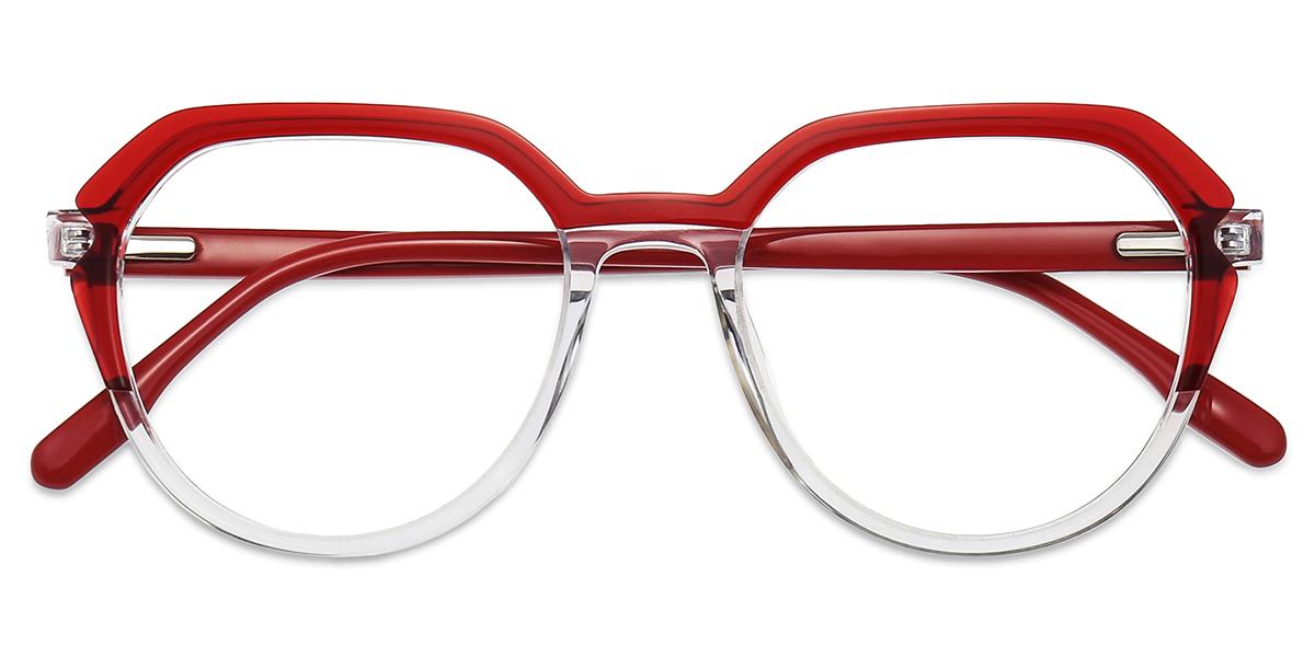Women Glasses Small AC29821 | Burgundy Clear Acetate Horn-rimmed Frame ...