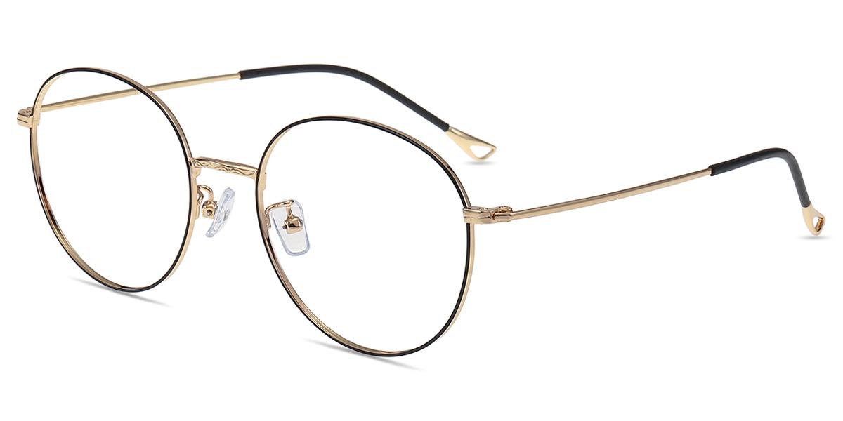 Lunettes de vue Unisexe M65874 | Noir,Or Métal Moyen Rond lunettes ...