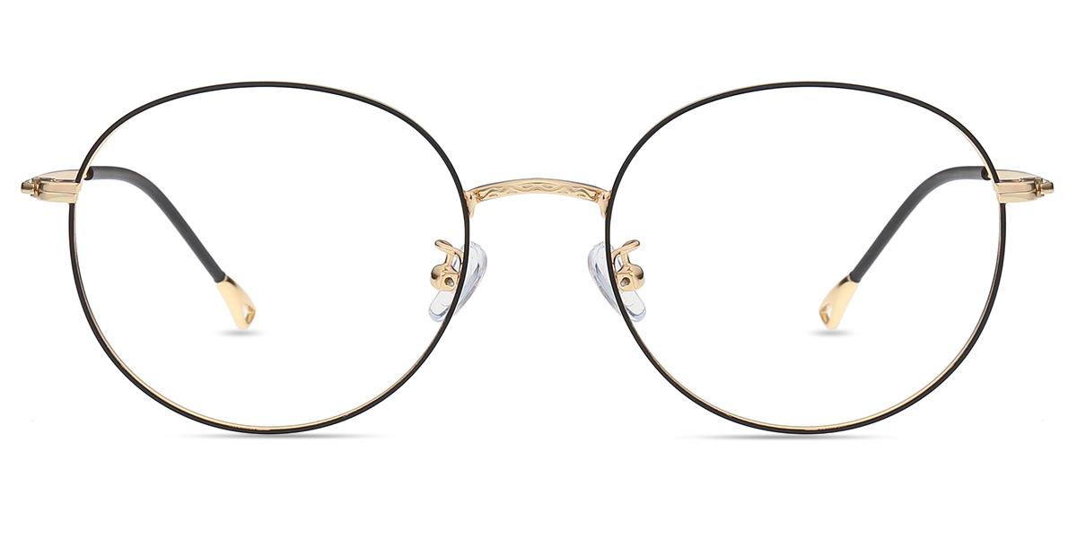 Lunettes de vue Unisexe M65874 | Noir,Or Métal Moyen Rond lunettes ...