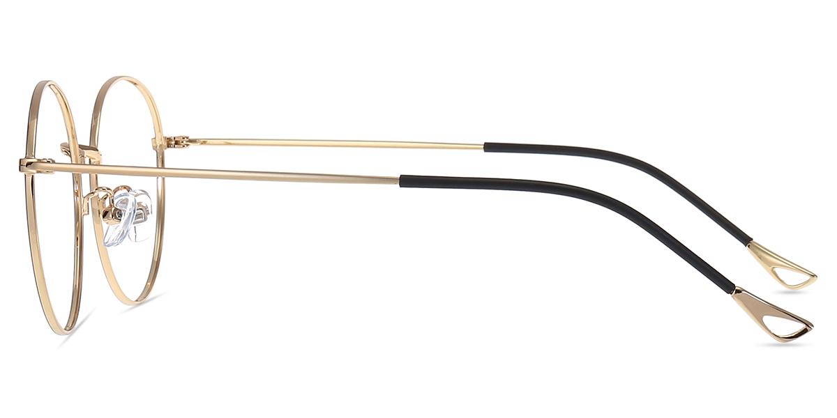 Lunettes de vue Unisexe M65874 | Noir,Or Métal Moyen Rond lunettes ...