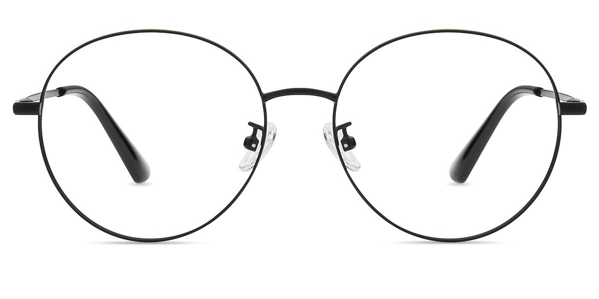 Unisex Glasses Large M65574 | Black Metal Round Frame | Firmoo UK