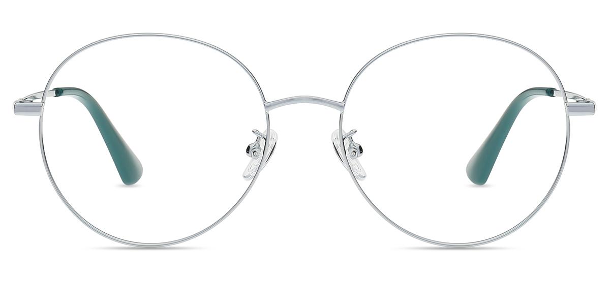 Unisex Glasses Large M65574 | Silver Metal Round Frame | Firmoo UK