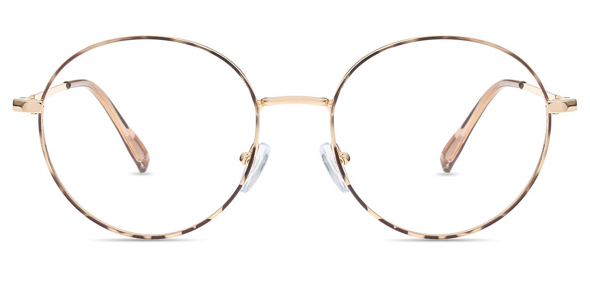 Damen Brillen M78745 | Muster,Gold Metall Groß Rund Fassung | Firmoo DE