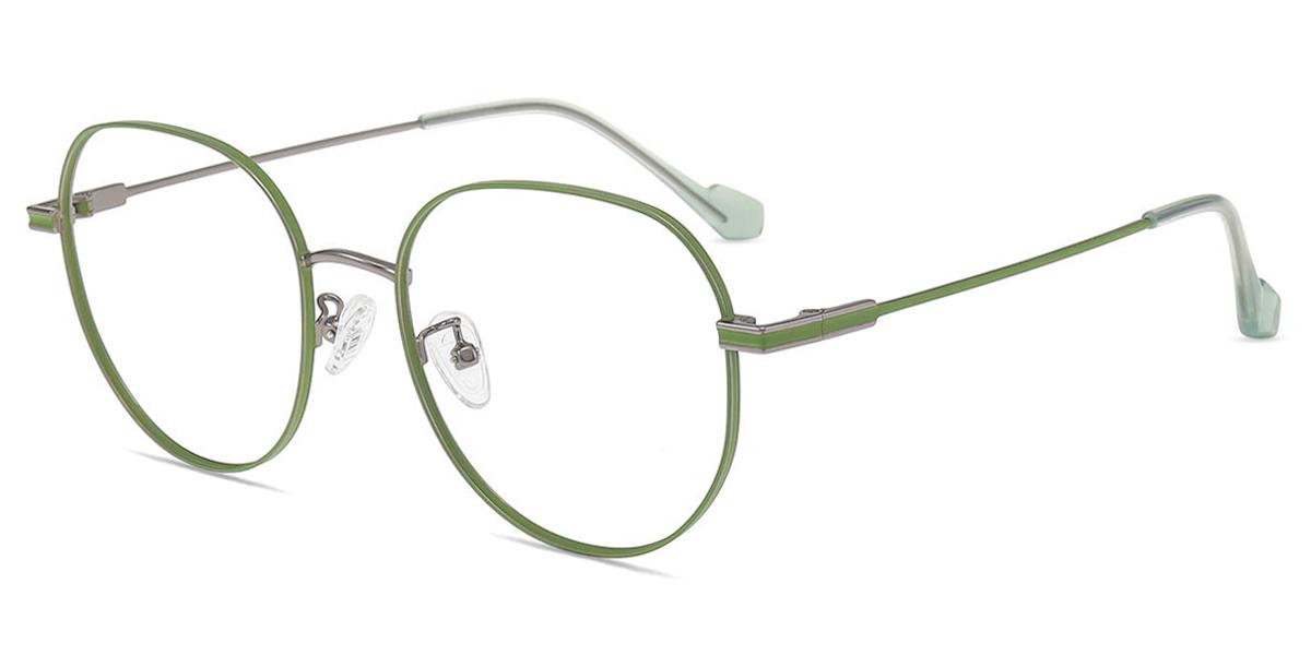 Unisex Brillen M85866 | Grün,Waffenstahl Metall Groß Rund Fassung ...