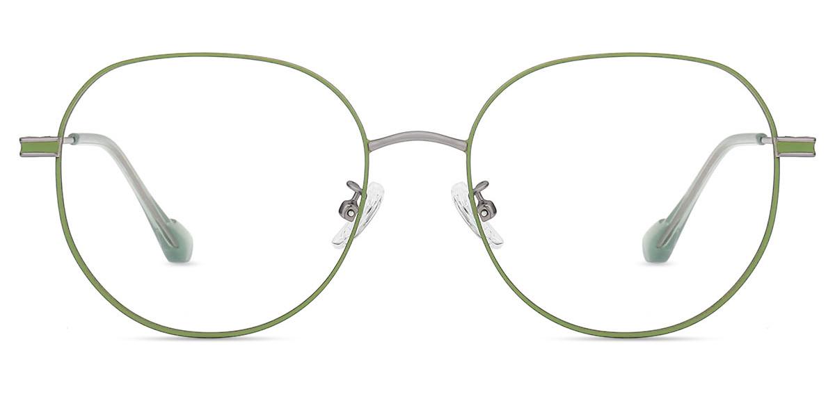Unisex Brillen M85866 | Grün,Waffenstahl Metall Groß Rund Fassung ...