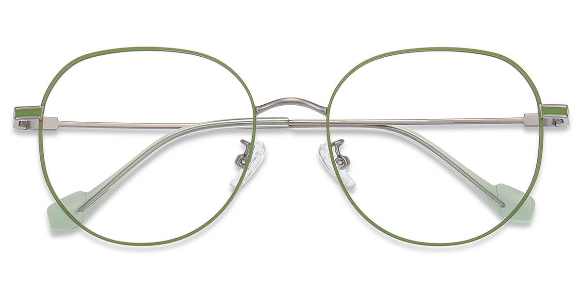 Unisex Brillen M85866 | Grün,Waffenstahl Metall Groß Rund Fassung ...