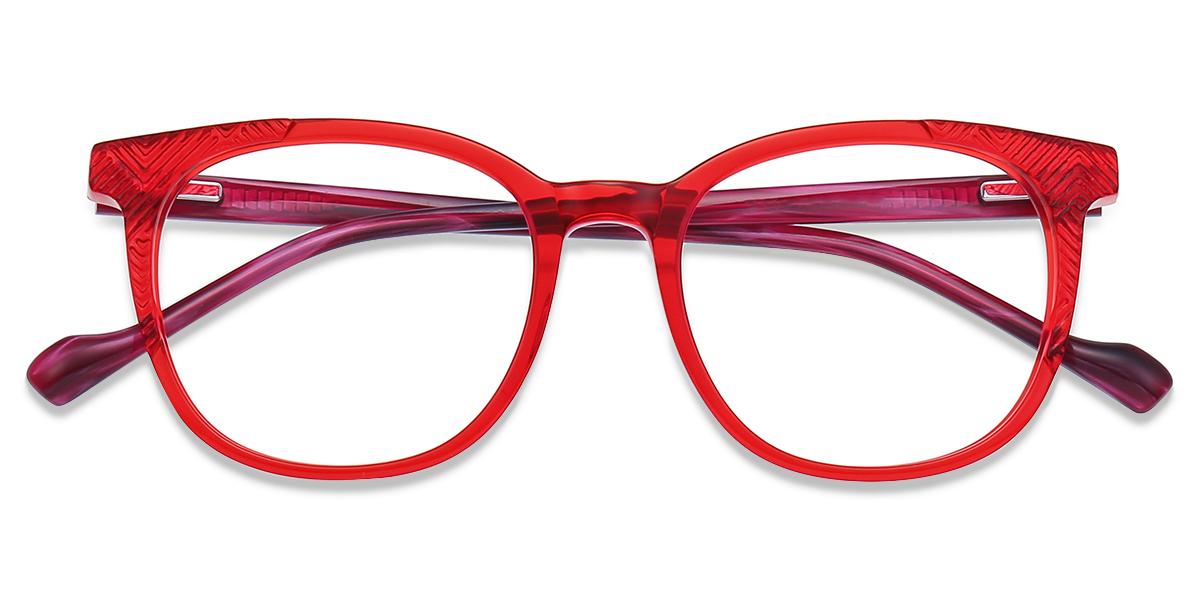 Unisex Glasses Small AC82426 | Red Acetate Horn-rimmed Frame | Firmoo UK
