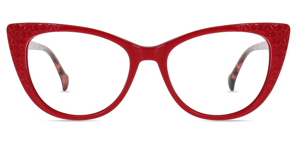 Women Glasses Small AC17056 | Red Acetate Cat Eye Frame | Firmoo UK