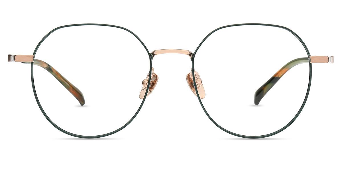 Unisex Glasses Medium T54146 | Gold Green Titanium Horn-rimmed Frame ...