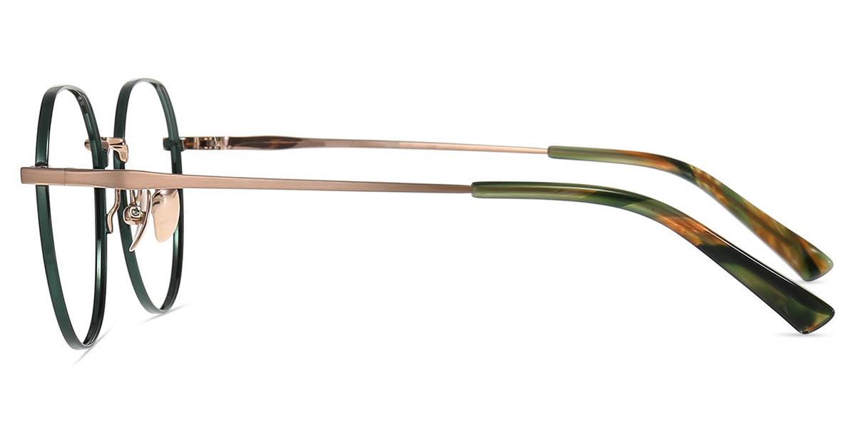 Unisex Glasses Medium T54146 | Gold Green Titanium Horn-rimmed Frame ...