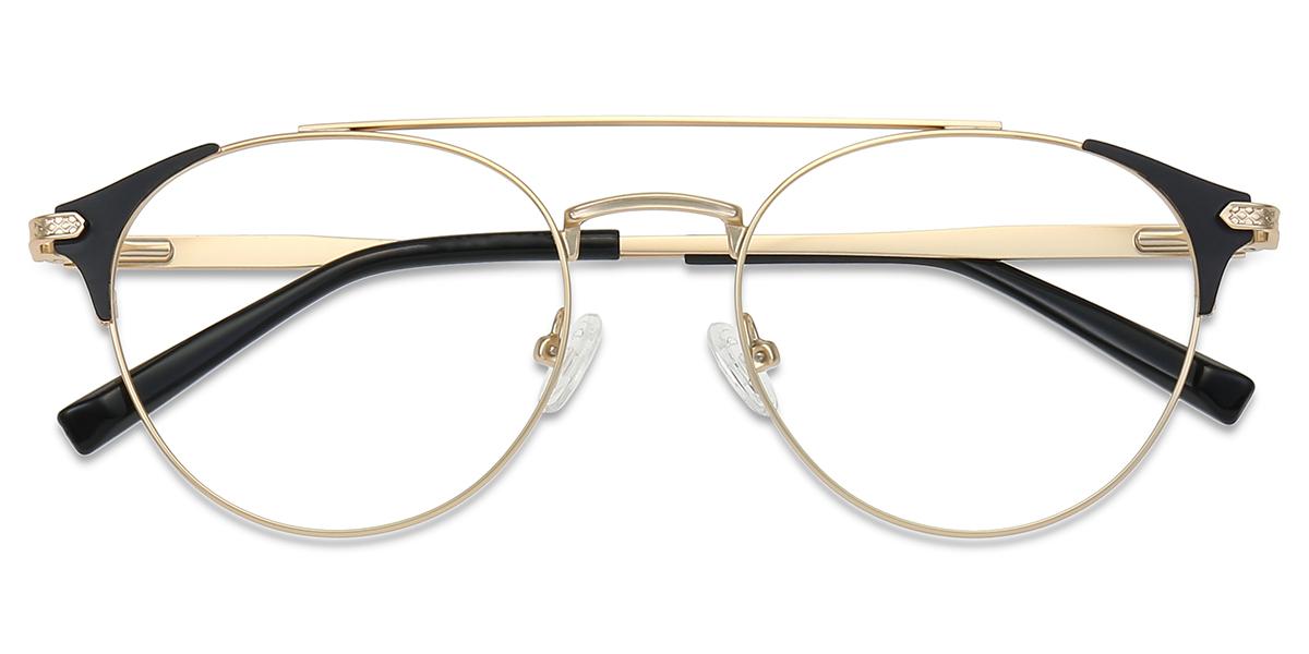 Lunettes de vue Unisexe M32839 | Or,Noir Métal Grande Aviateur lunettes ...