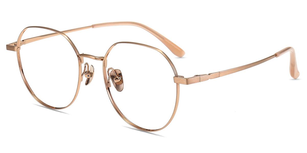 Lunettes de vue Femmes T74430 | Or Rose Titane Grande En écaille ...
