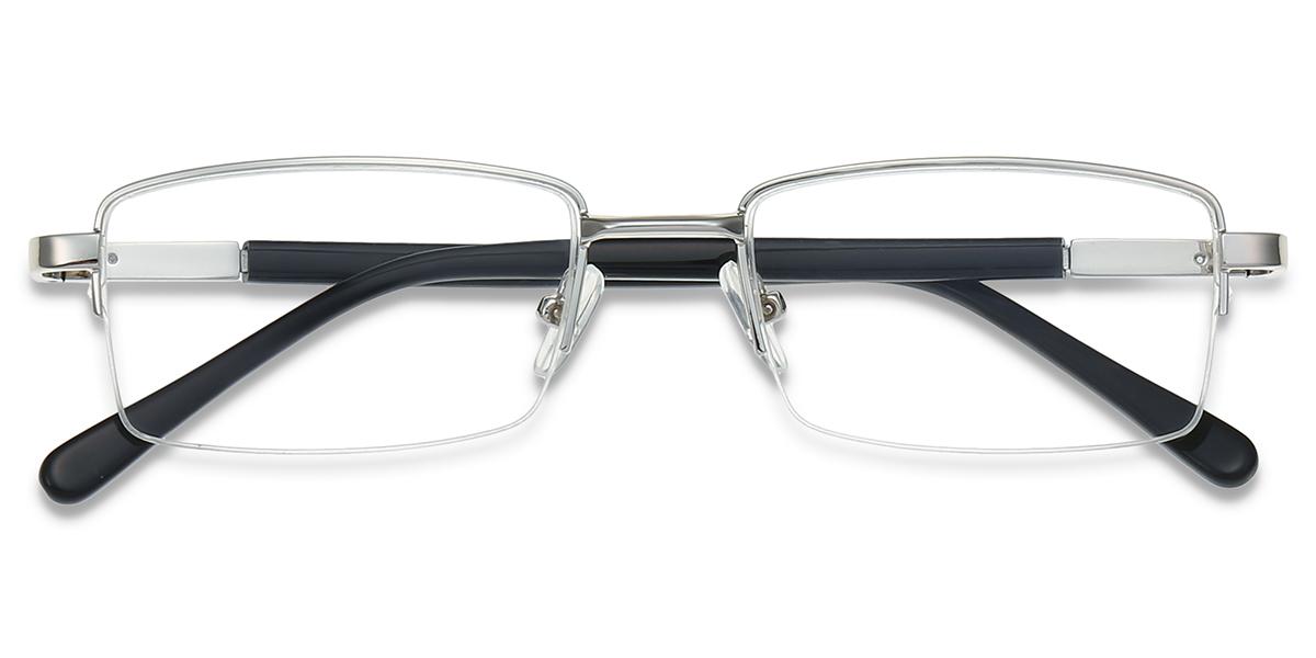 Men Glasses Medium M65696 | Silver Metal Rectangle Frame | Firmoo UK