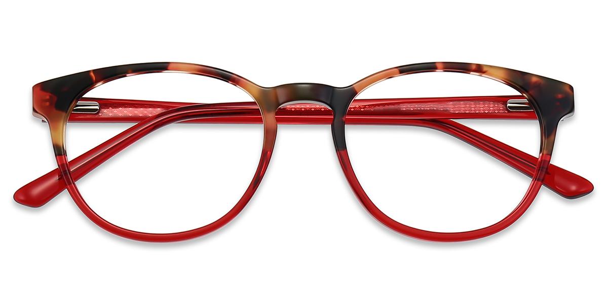 Women Glasses Small AC49364 | Pattern Red Acetate Horn-rimmed Frame ...