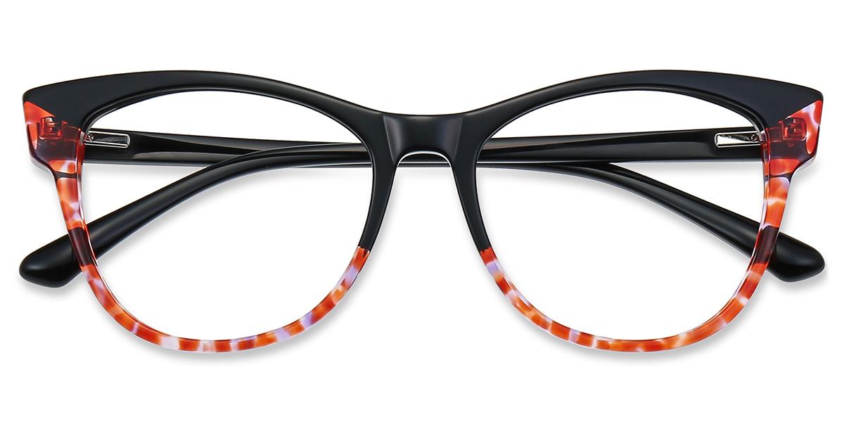 Women Glasses Medium AC07961 | Black Red Pattern Acetate Horn-rimmed ...