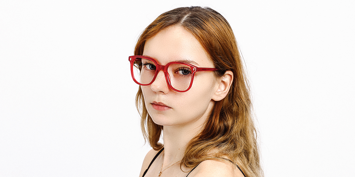 Women Glasses Medium Shirley21113 | Pink Pattern Acetate Square Frame ...