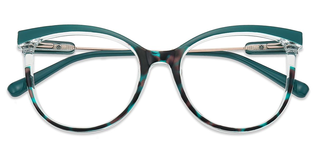 Women Glasses Medium TM88073 | Pattern Green Tr Metal Horn-rimmed Frame ...