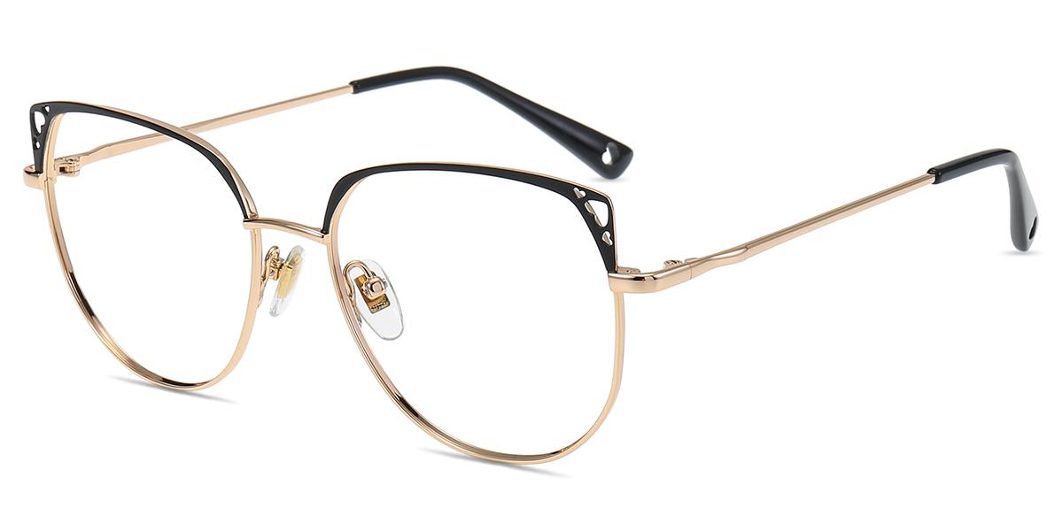 Women Glasses Medium Judy106 | Black Gold Metal Horn-rimmed Frame ...