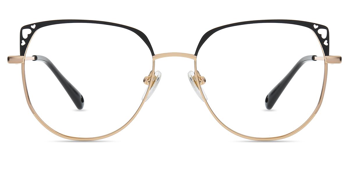 Women Glasses Medium Judy106 | Black Gold Metal Horn-rimmed Frame ...