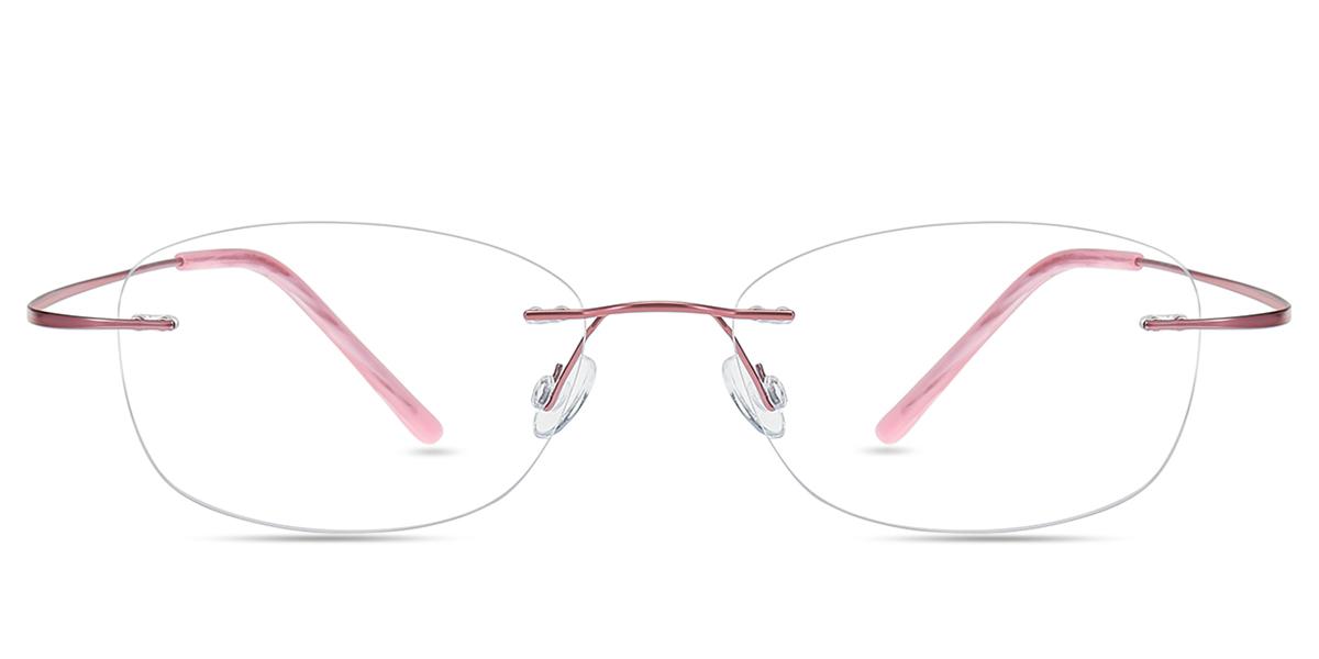Lunettes de vue Femmes T09433 | Rose Titane Grande Rectangle lunettes ...