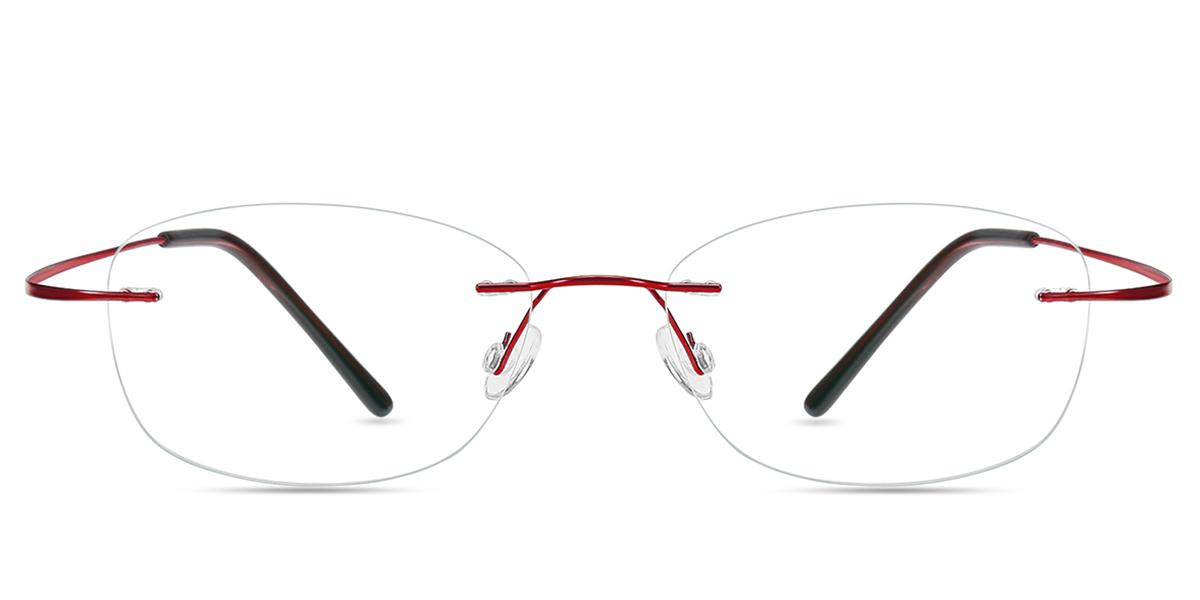 Lunettes de vue Femmes T09433 | Rouge Titane Grande Rectangle lunettes ...