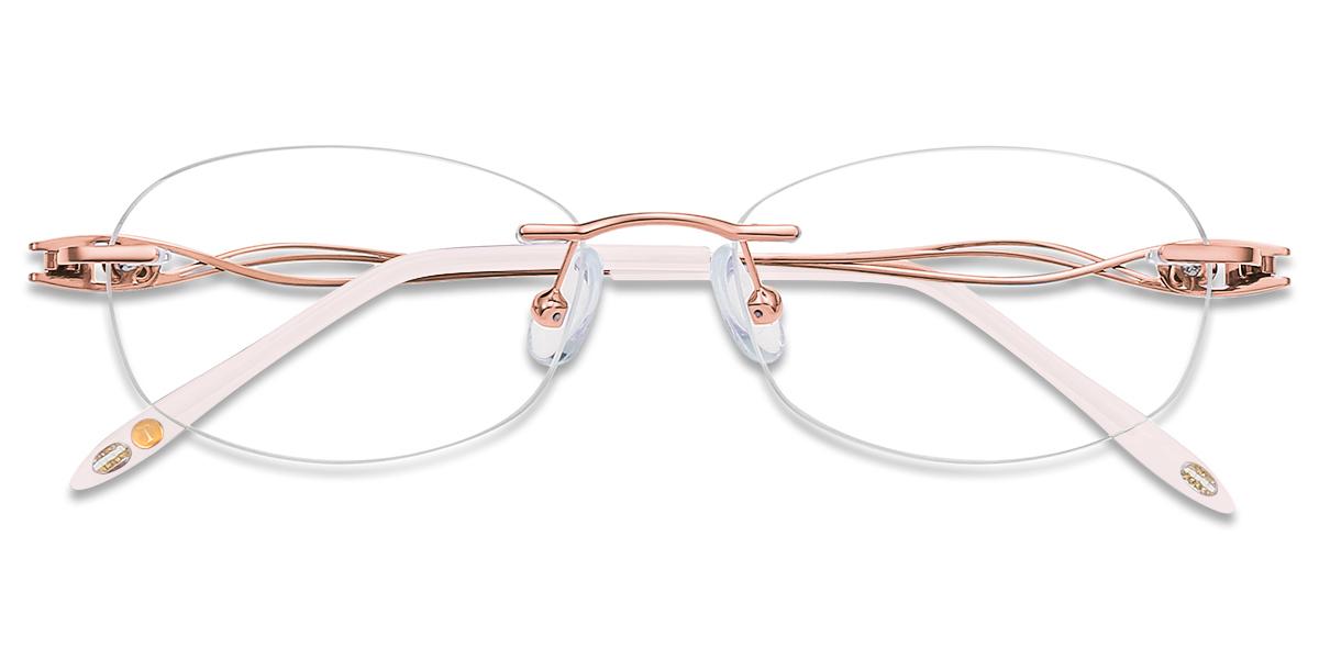 Women Glasses Medium T64326 | Rose Gold Titanium Rectangle Frame ...