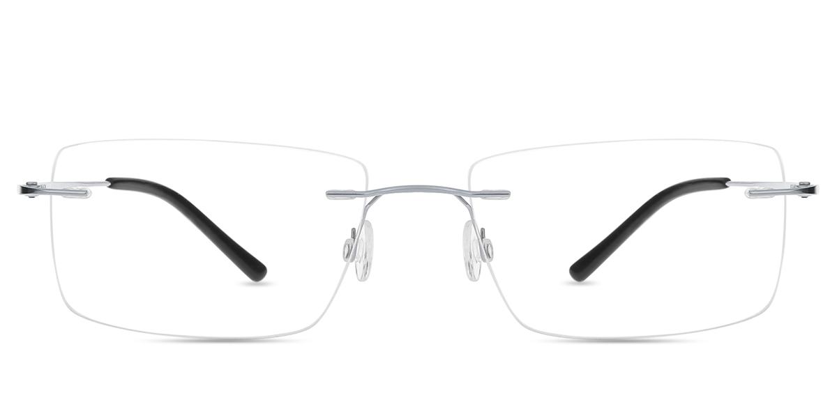 Herren Brillen T92265 | Silber Titan Mittel Rechteckig Fassung | Firmoo DE