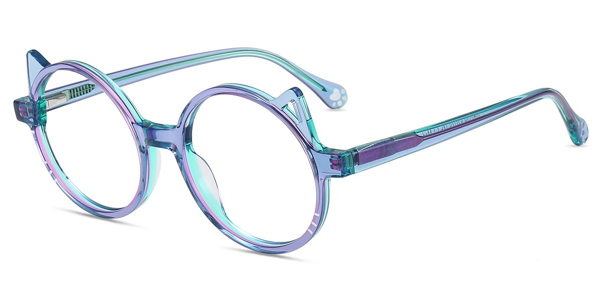 Lunettes de vue Femmes Judy109 | Violet,Bleu Acétate Moyen Rond ...