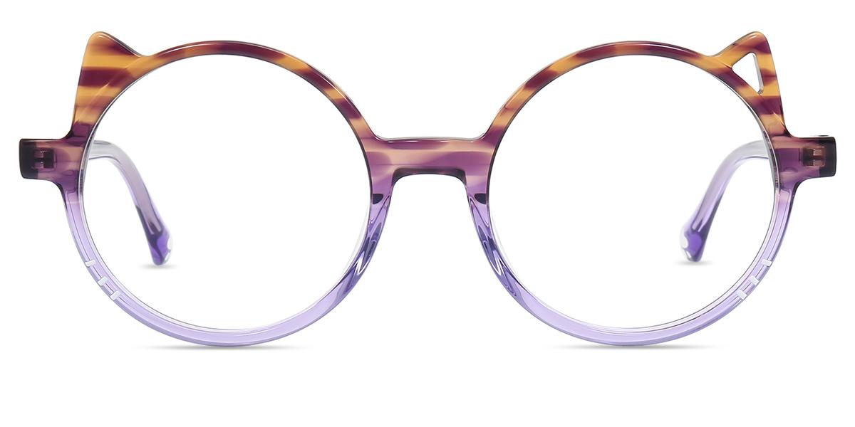Lunettes de vue Femmes Judy109 | Violet,Motifs Acétate Moyen Rond ...