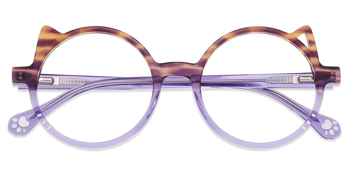 Lunettes de vue Femmes Judy109 | Violet,Motifs Acétate Moyen Rond ...
