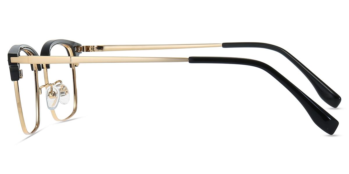 Unisex Glasses Large MT93989 | Black Gold Metal Tr Browline Frame ...